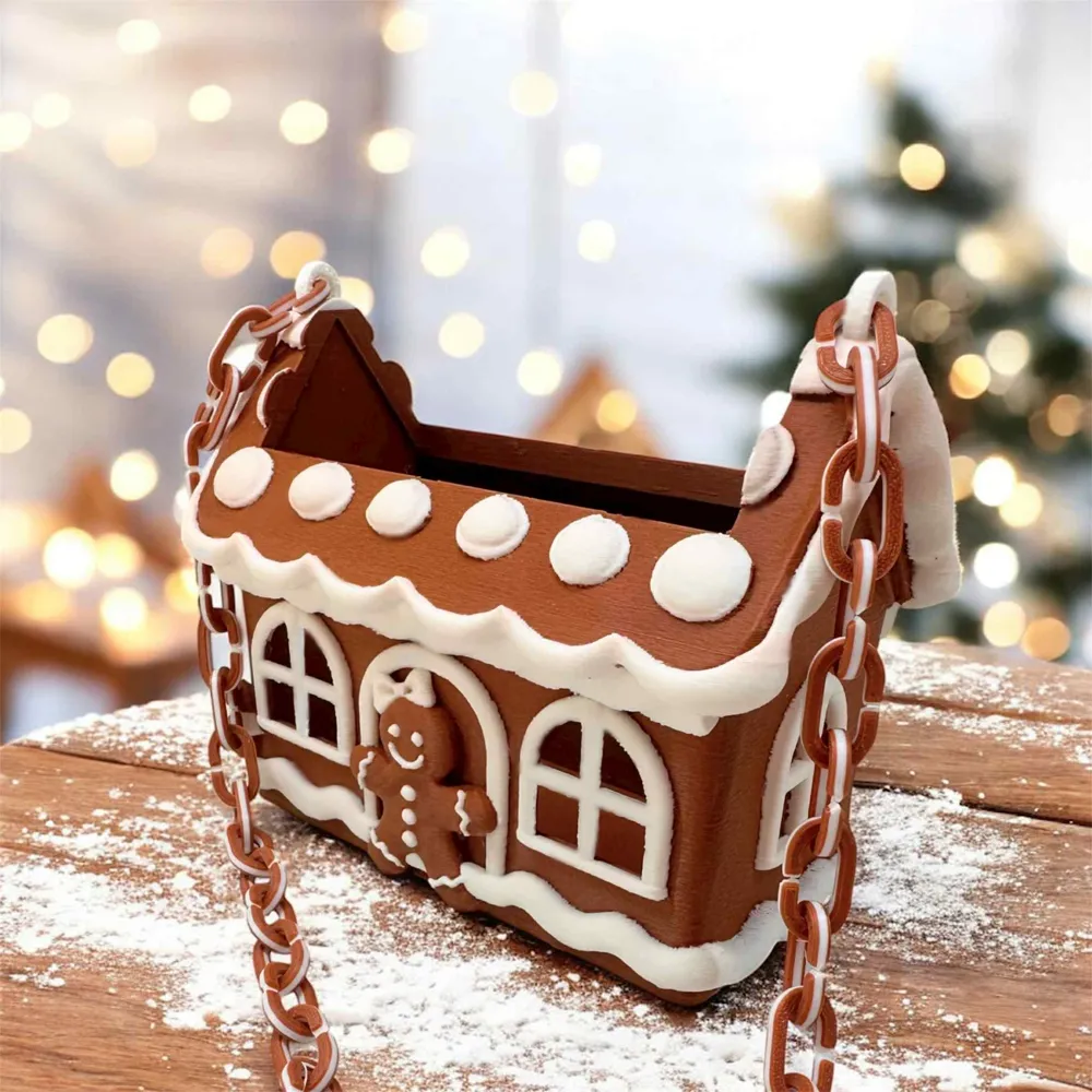 Gingerbread Purse House Container Bag - Free 3D Print Model - MakerWorld
