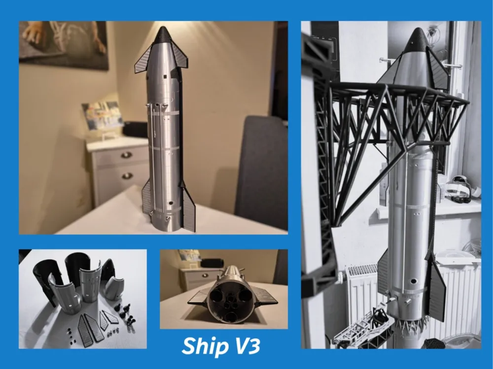Starship V3 (1:100) - Free 3D Print Model - MakerWorld