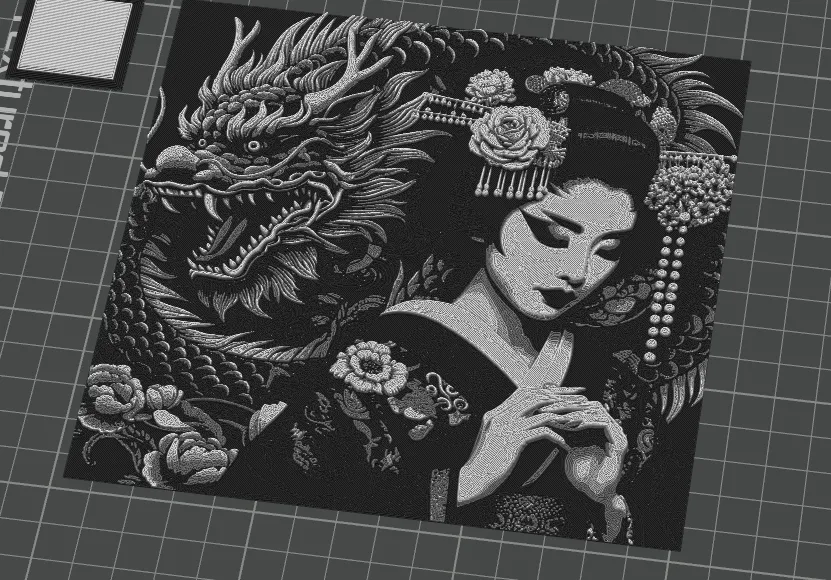 Geisha with Dragon HueForge by makerhek - MakerWorld