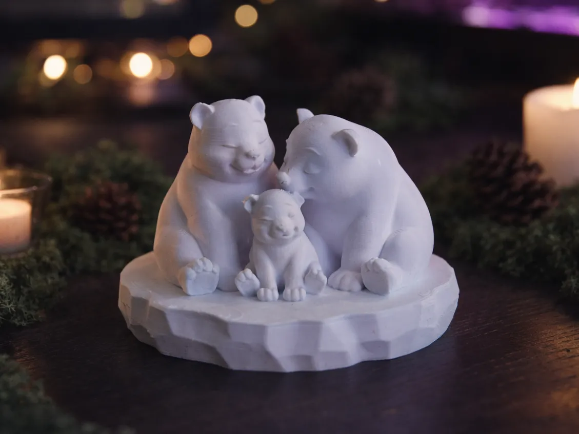 Polar bear family on ice floe - Free 3D Print Model - MakerWorld