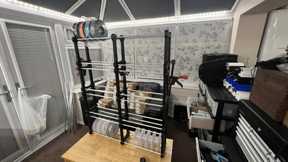 Filament Rack for Aluminium Bars Remixed by TheCableGuy96 - MakerWorld