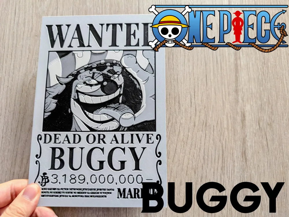 Buggy One Piece Wanted Poster - Free 3D Print Model - MakerWorld