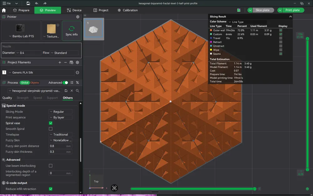 Pirámide Hexagonal de Sierpinski | Nivel 3 | Modo Jarrón - Modelo de ...