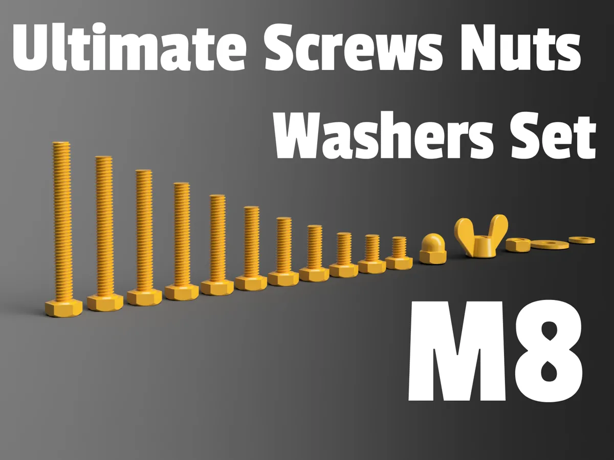 Ultimate Bolts, Screws, Nuts, and Washers Set M8 - Free 3D Print Model ...