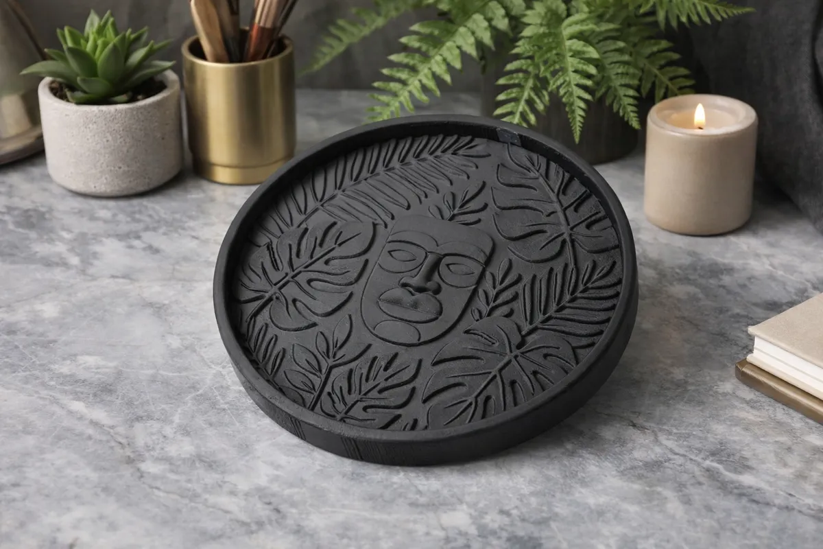 Tiki Botanical Trinket Tray with Leaf Patterns - Free 3D Print Model ...