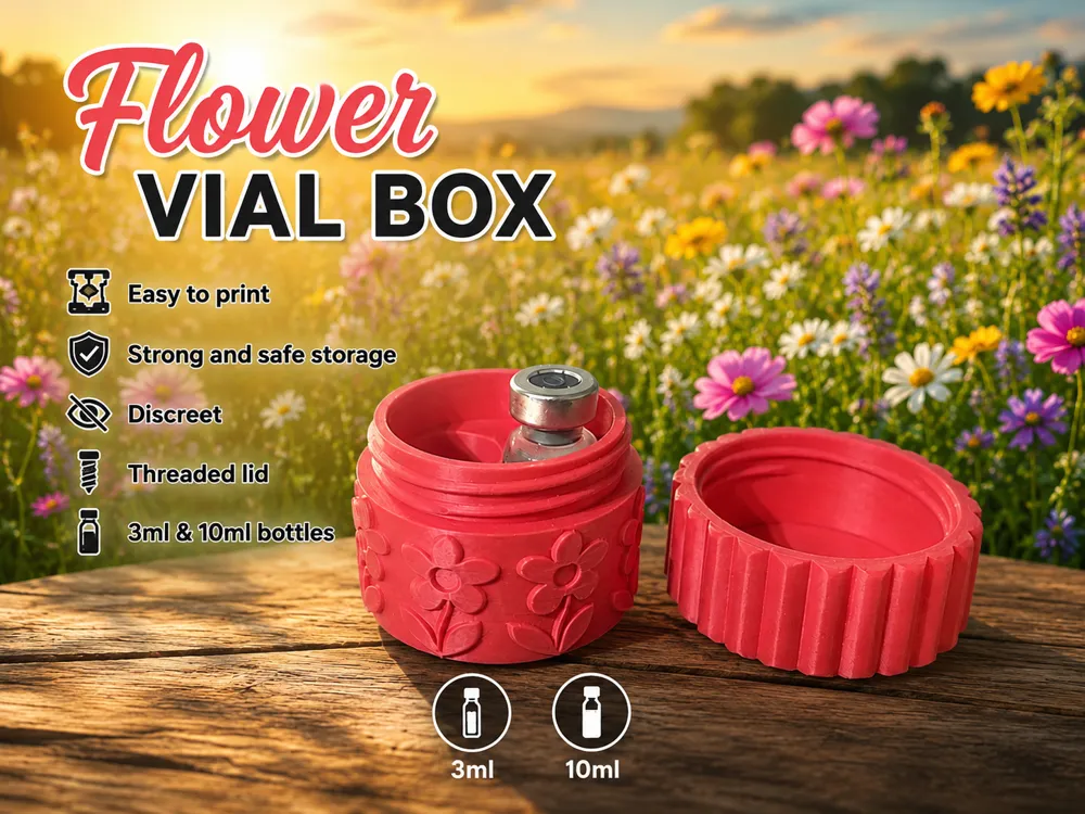 Flower Vial Storage Box Peptide Bottles 3ml & 10ml - Free 3D Print ...