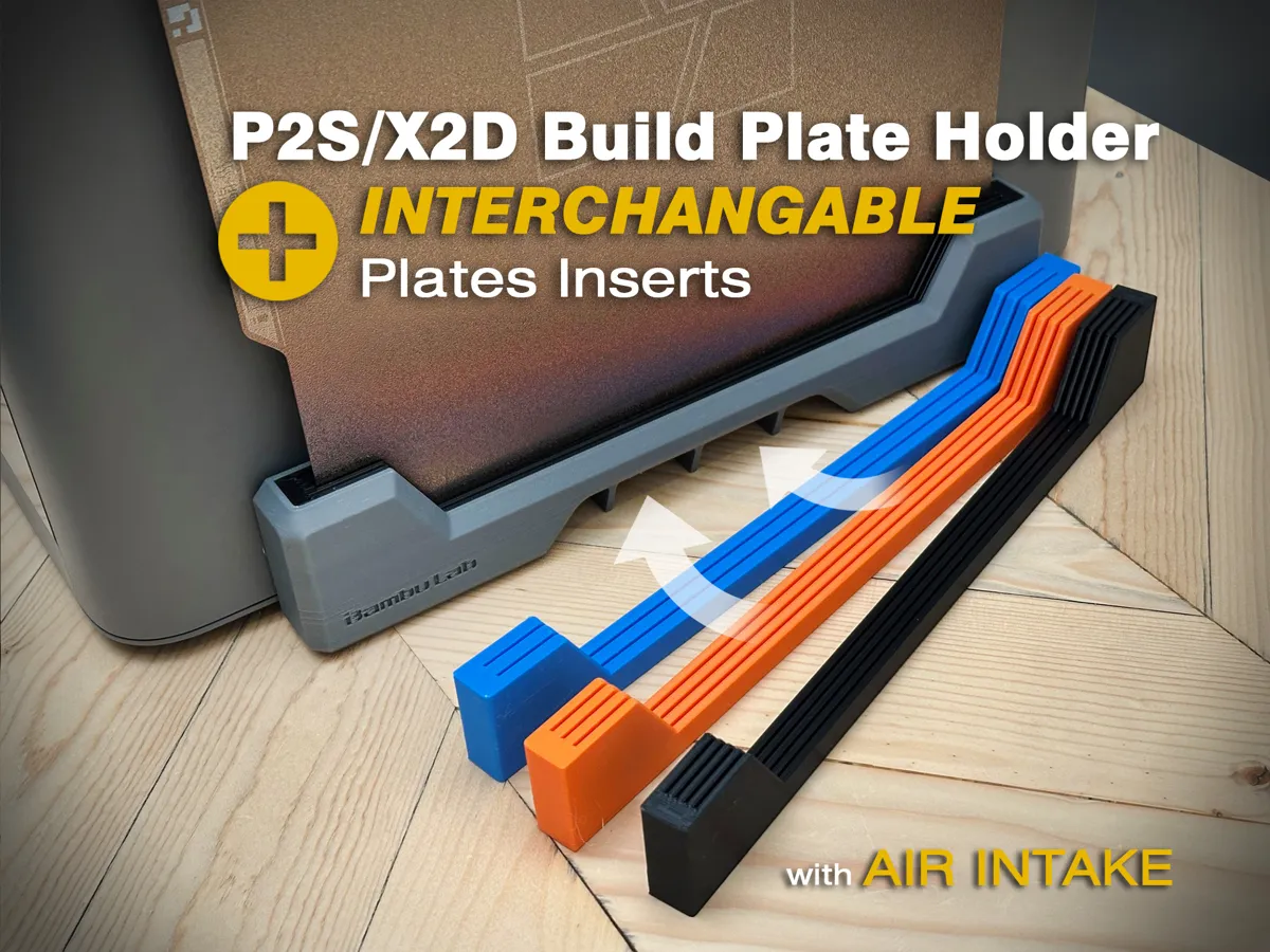 P2S/X2D Plate Holder with Interchangeable Inserts - Free 3D Print Model ...