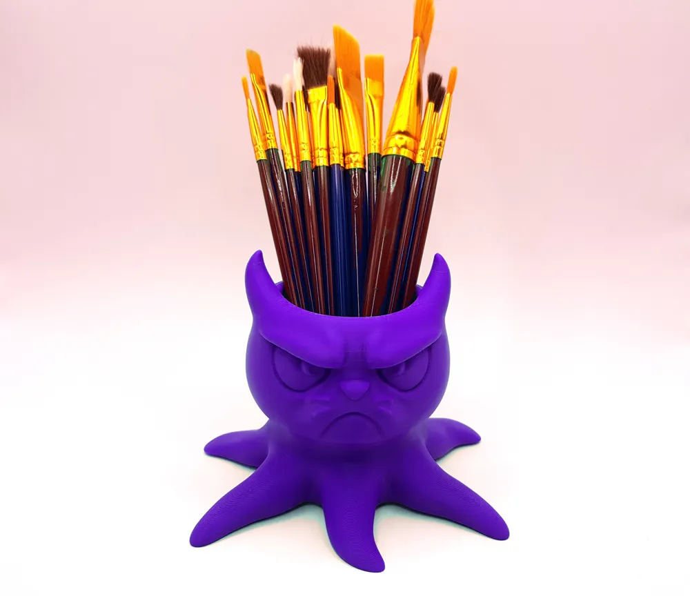 Grumpy Tentacle Cat Pen Holder hates clutter by T-F88 MakerWorld ...