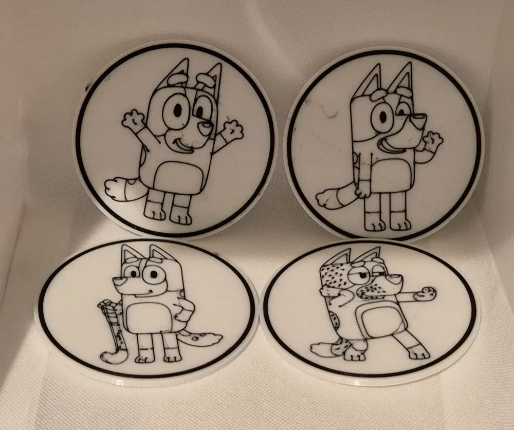 Bluey family coasters by Mochimoo - MakerWorld