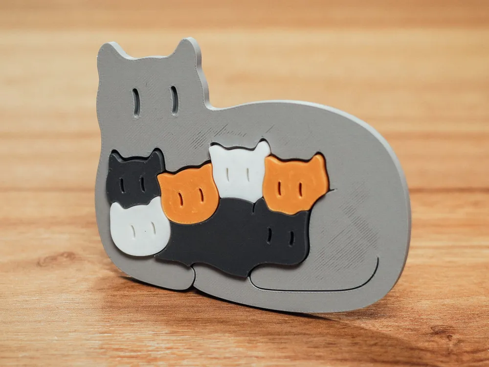 Crowded Cats Puzzle 03 - Free 3D Print Model - MakerWorld