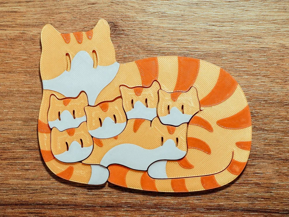 Crowded Cats Puzzle 03 - Free 3D Print Model - MakerWorld