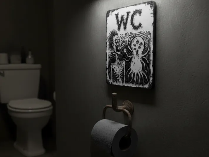 Horror Toilet Sign - the Spookiest Stringing Test - Free 3D Print Model ...