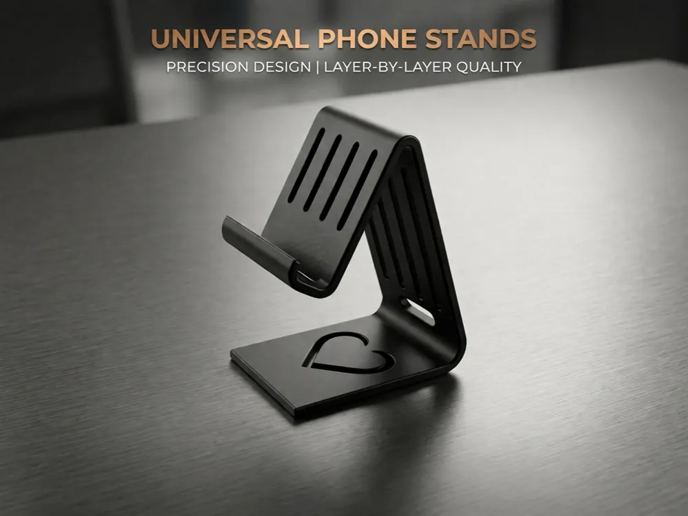 Minimalist Phone Stand (Heart Cutout) - Free 3D Print Model - MakerWorld