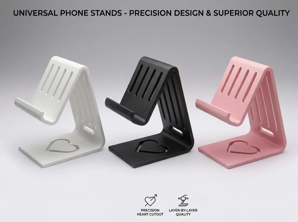 Minimalist Phone Stand (Heart Cutout) - Free 3D Print Model - MakerWorld