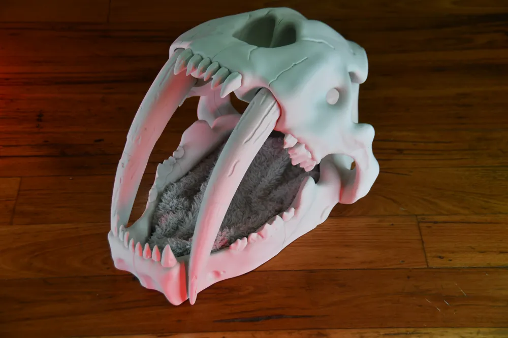 Saber Tooth Tiger Skull Pet Bed - Free 3D Print Model - MakerWorld