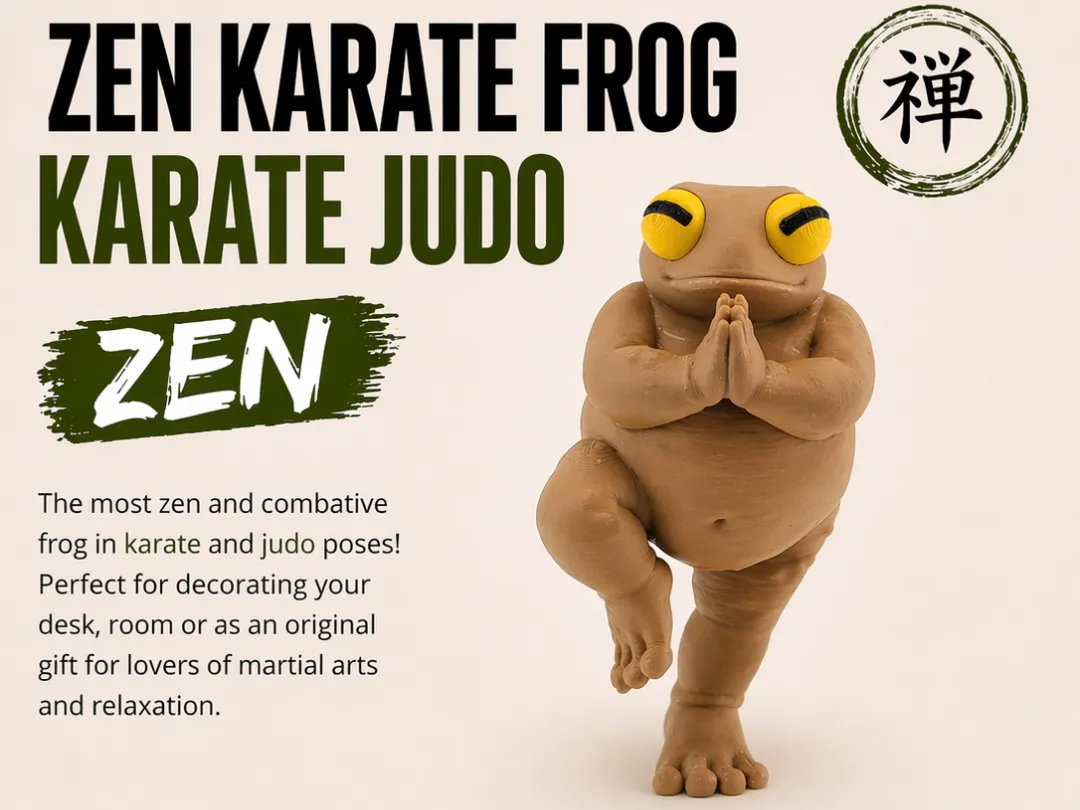 Zen Karate Frog kawaii Judo Pose Desk Decor cute - Free 3D Print Model ...