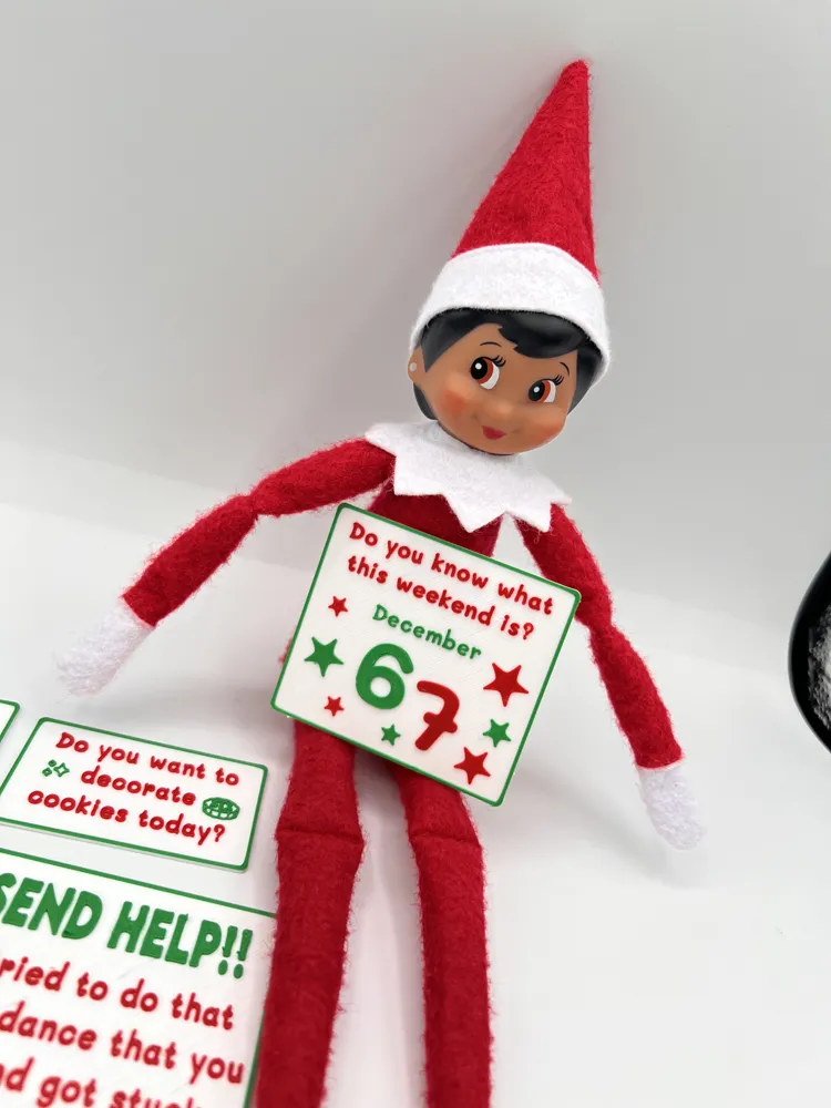 Elf on the Shelf Signs #2 - (set of 6) - Free 3D Print Model - MakerWorld