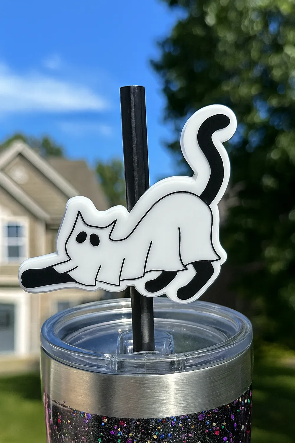 Ghost Cat Tumbler Straw Topper by Tyler Treece MakerWorld: Download ...