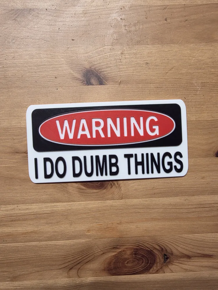 WARNING I DO DUMB THINGS Sign - Free 3D Print Model - MakerWorld