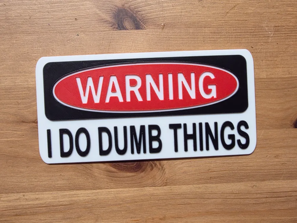 WARNING I DO DUMB THINGS Sign - Free 3D Print Model - MakerWorld