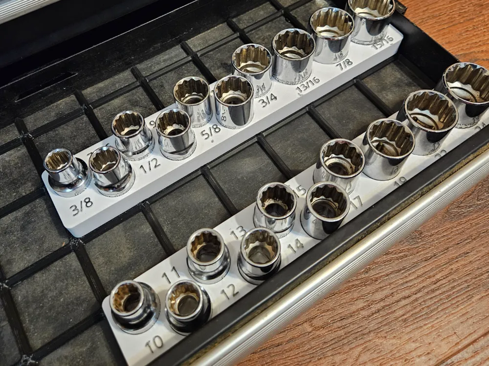 Pittsburgh 1/2" Socket Set - Gridfinity by Clarks Chaos Garage MakerWorld: Download Free 3D Models