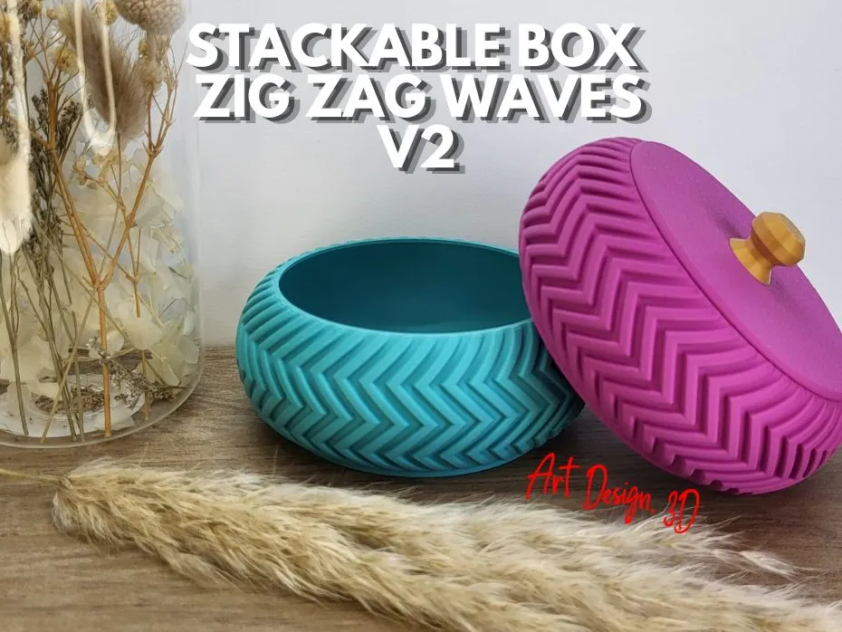 Jewelry Box Stackable Zig Zag Waves V2 by Art Design. 3D - MakerWorld