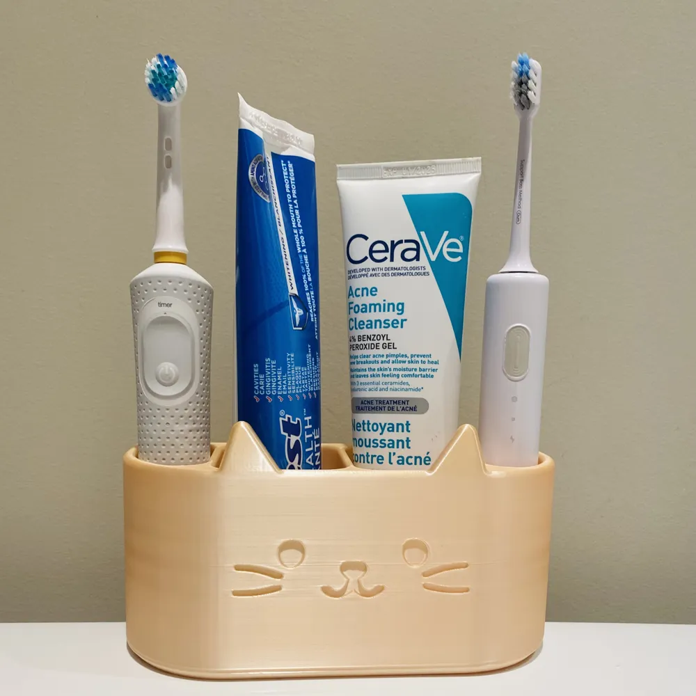 Kitty toothbrush holder(Q_Craft) - Free 3D Print Model - MakerWorld
