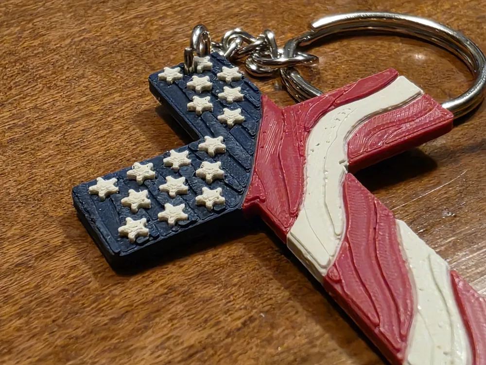 American flag cross keychain - Free 3D Print Model - MakerWorld