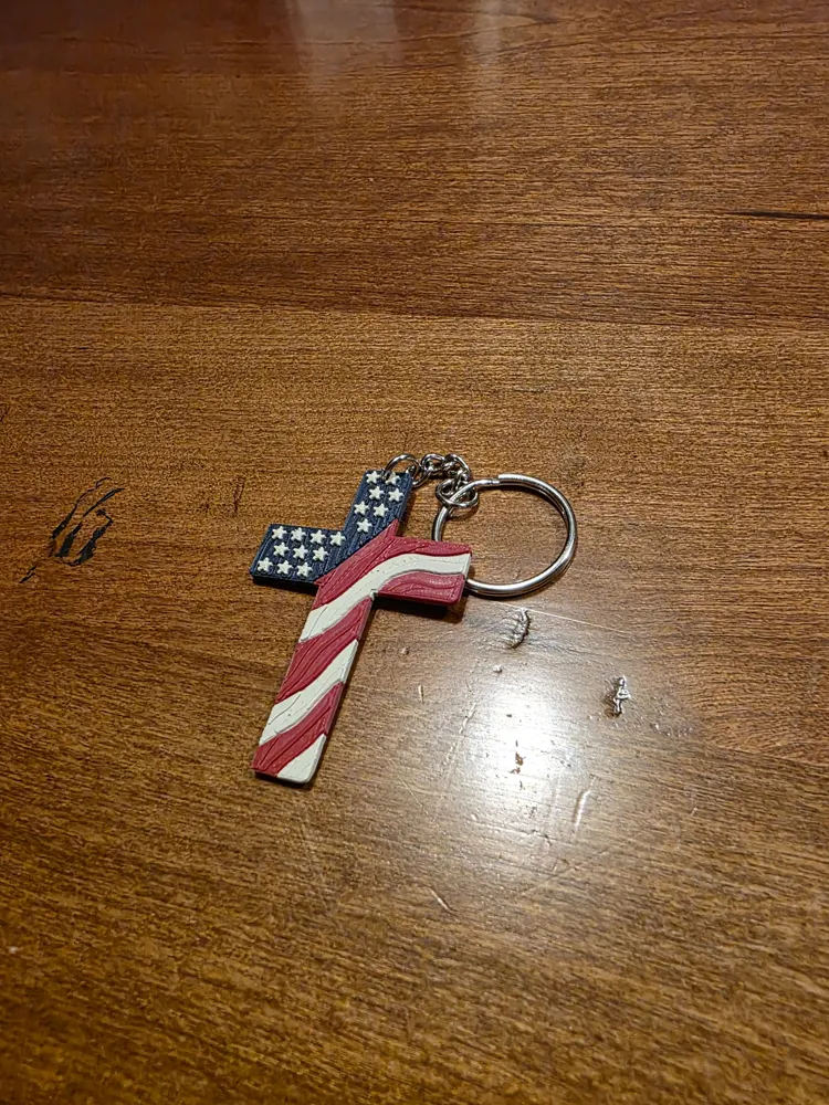 American flag cross keychain - Free 3D Print Model - MakerWorld