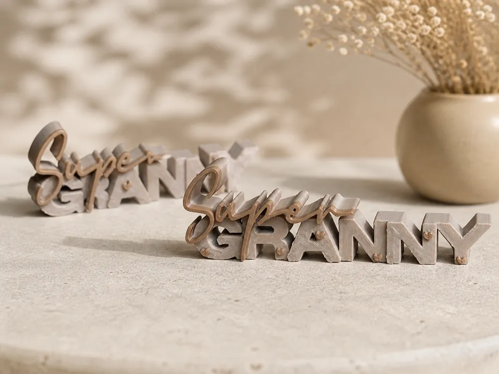 Super Granny – 3D Text Sign (2 Variants) - Free 3D Print Model - MakerWorld