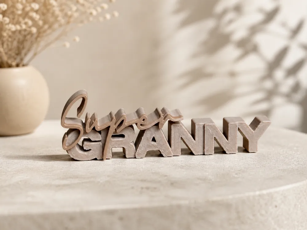 Super Granny – 3D Text Sign (2 Variants) - Free 3D Print Model - MakerWorld