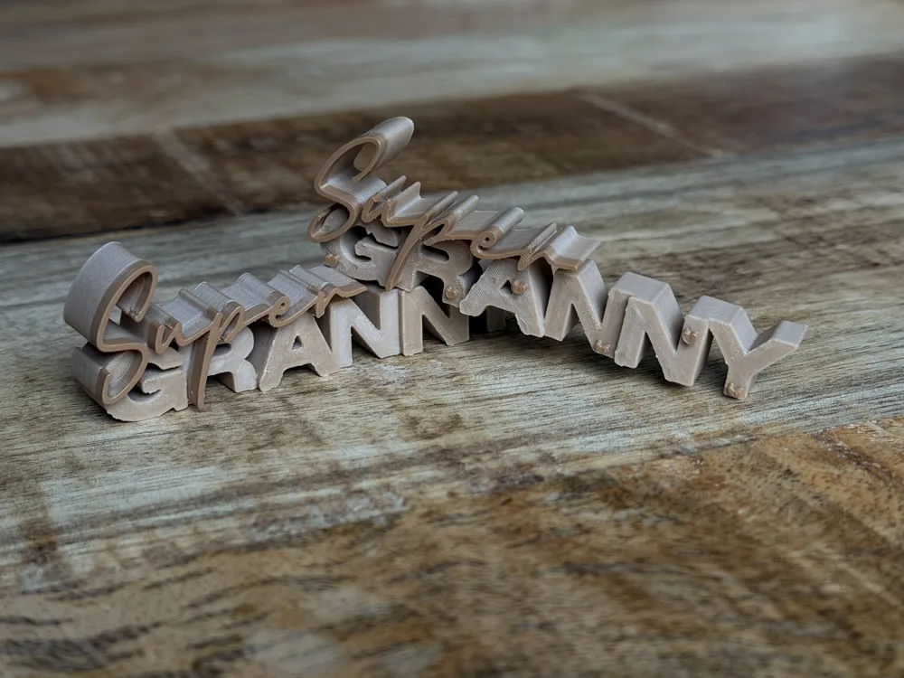 Super Granny – 3D Text Sign (2 Variants) - Free 3D Print Model - MakerWorld