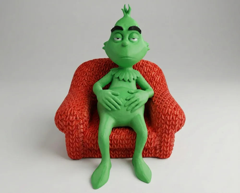 Tired Christmas Grinch on knitted couch by INDIGO MakerWorld: Download ...