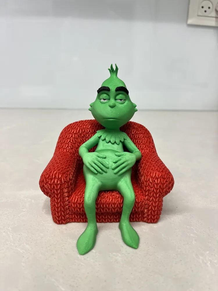 Tired Christmas Grinch on knitted couch by INDIGO MakerWorld: Download ...