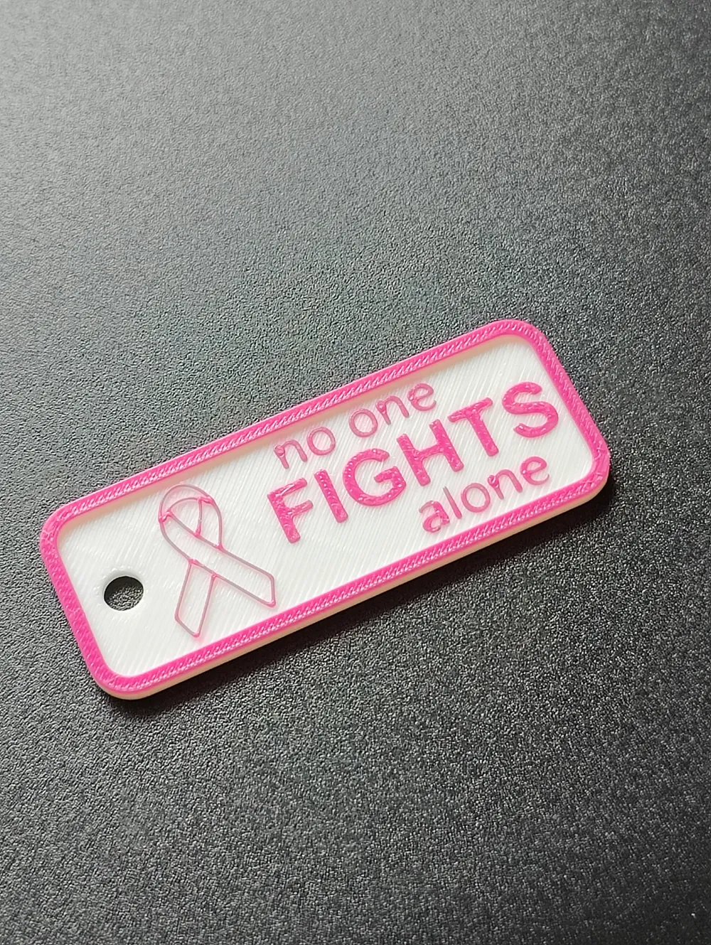 No One Fights Alone Cancer Ribbon Keychain - Free 3D Print Model ...