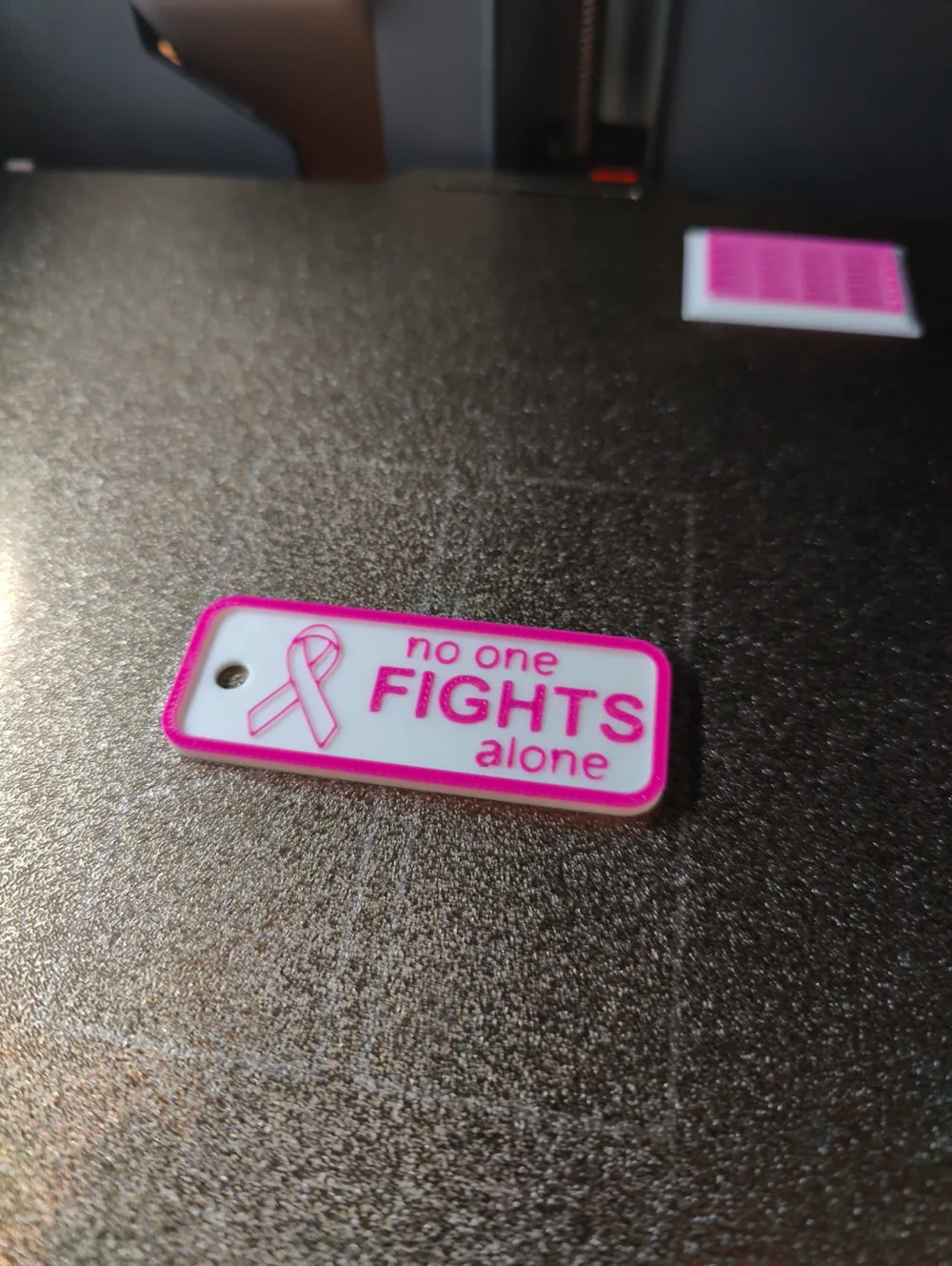 No One Fights Alone Cancer Ribbon Keychain - Free 3D Print Model ...