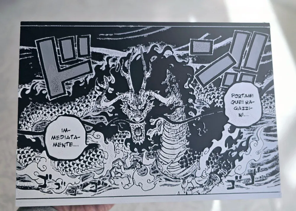 Kaido One Piece Manga Panel Hueforge - Free 3D Print Model - MakerWorld