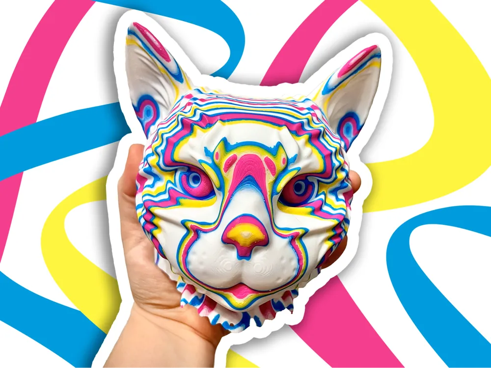 Modern Cat ColorStacked Bust - Free 3D Print Model - MakerWorld