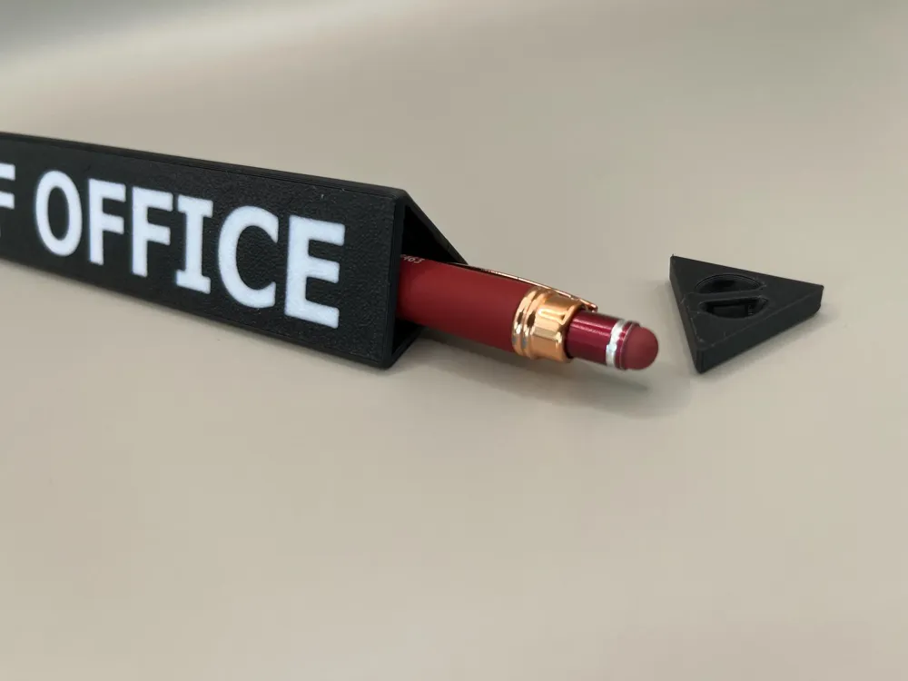 3-in-1 Office Desk Status Sign, Pen Holder (AMS) - Free 3D Print Model ...