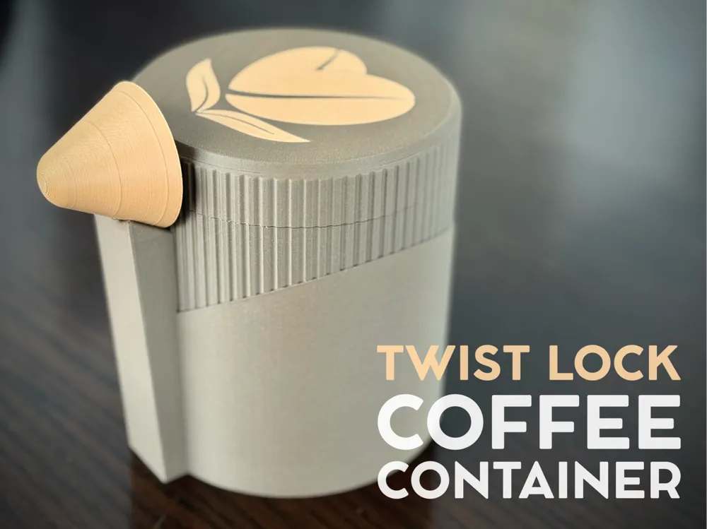 Twist Lock Coffee Container w/ Spoon Holder by DisplayWorks - MakerWorld