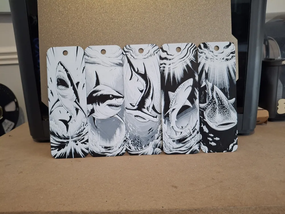 Set of 5 shark bookmarks - Free 3D Print Model - MakerWorld