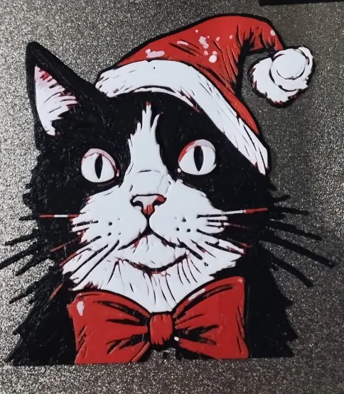 Hueforge Cat with christmas hat AMS ready by unhill94 - MakerWorld