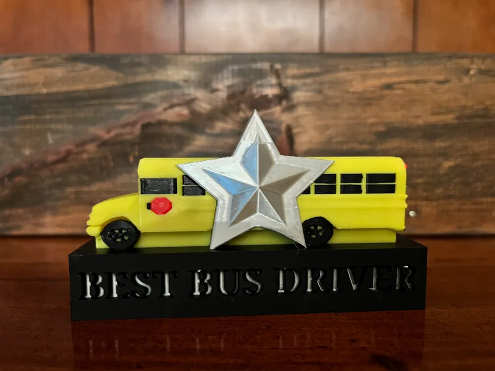 Best School Bus Driver Trophy Award Gift Remixed by Grand90 MakerWorld ...