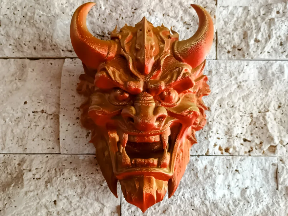 Oni Face Sculpture – Japanese Demon by ovitek_ MakerWorld: Download ...
