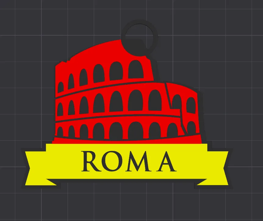 Roma Colosseum keychain with customizable colors by Typhoonmrc - MakerWorld