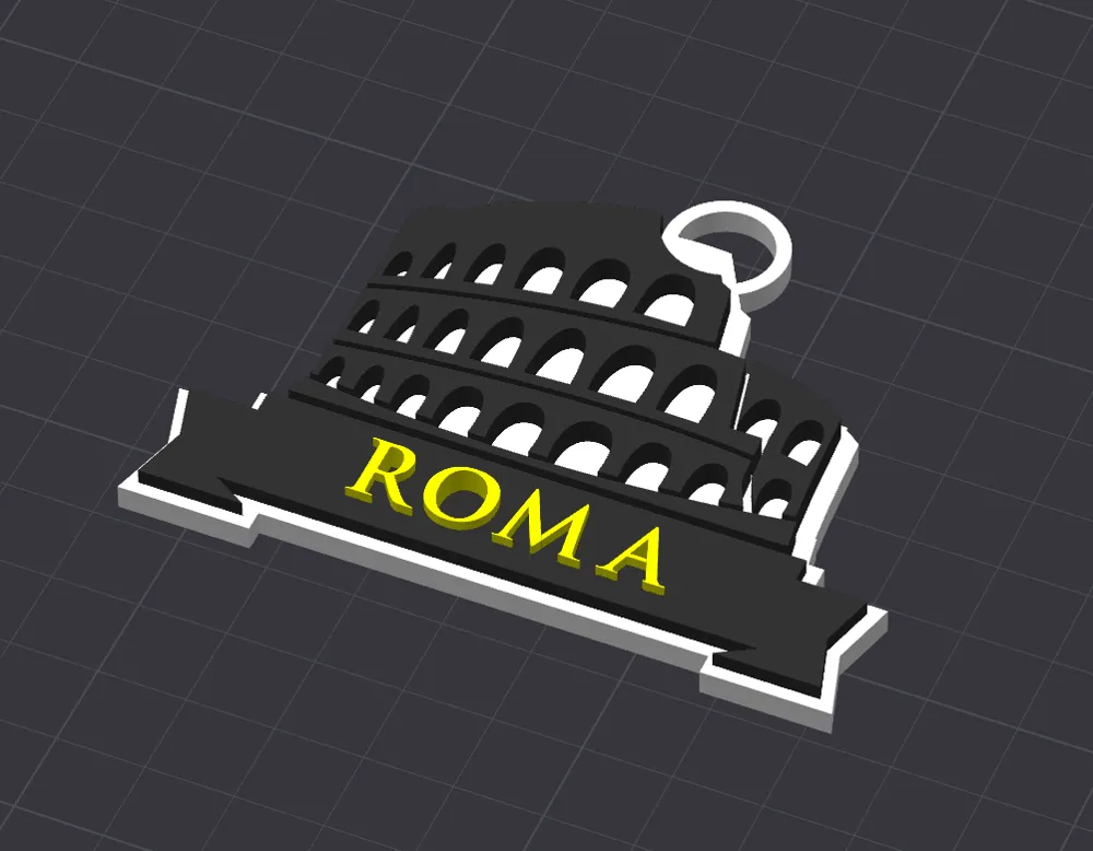 Roma Colosseum keychain with customizable colors by Typhoonmrc - MakerWorld