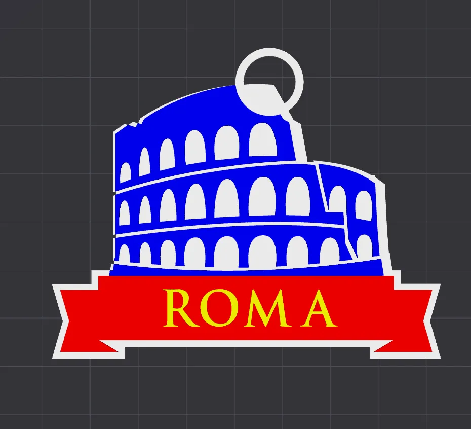 Roma Colosseum keychain with customizable colors by Typhoonmrc - MakerWorld