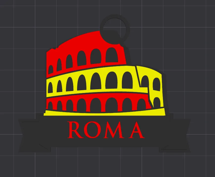 Roma Colosseum keychain with customizable colors by Typhoonmrc - MakerWorld