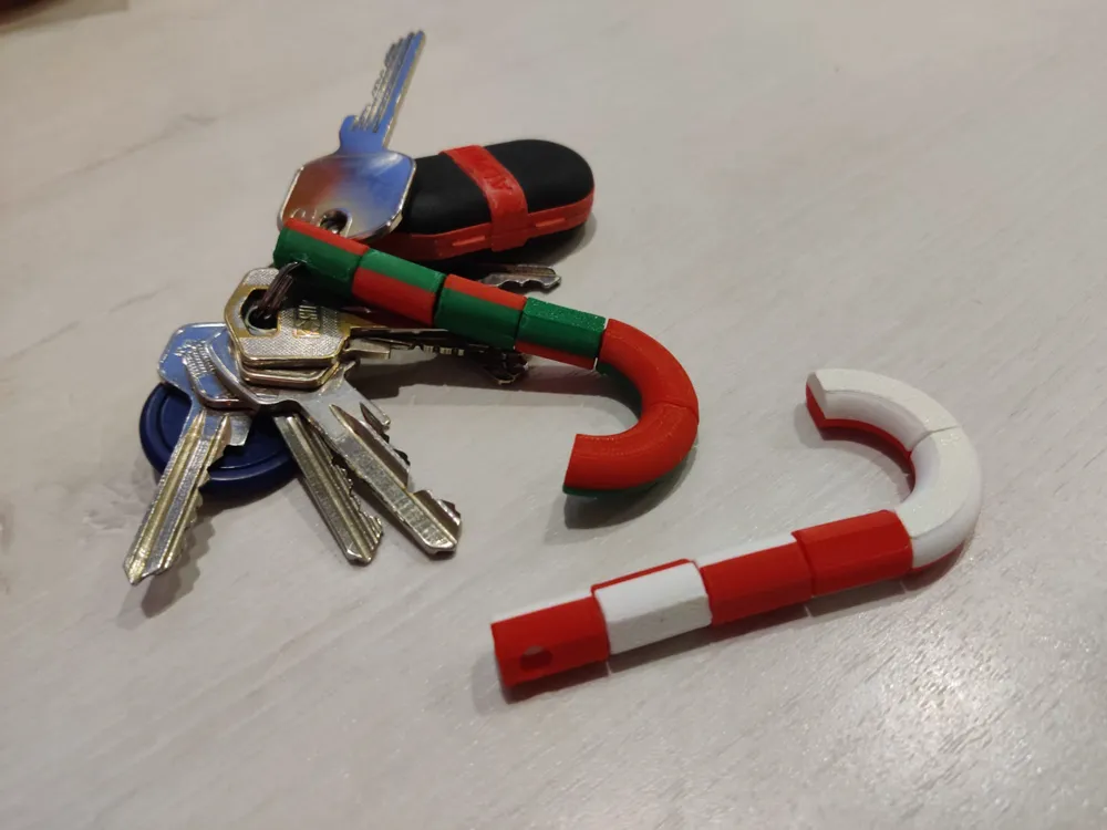 Candy Cane Keychain Fidget - Print in Place! - Free 3D Print Model ...