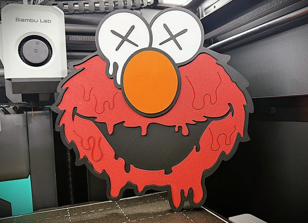 Elmo Drip (NO AMS) Wall Art - Free 3D Print Model - MakerWorld